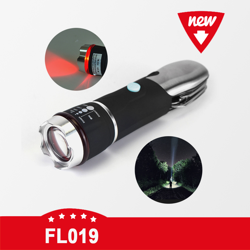 Portable LED Torch Light with emergency hammer and tactical knifeFL019 ...